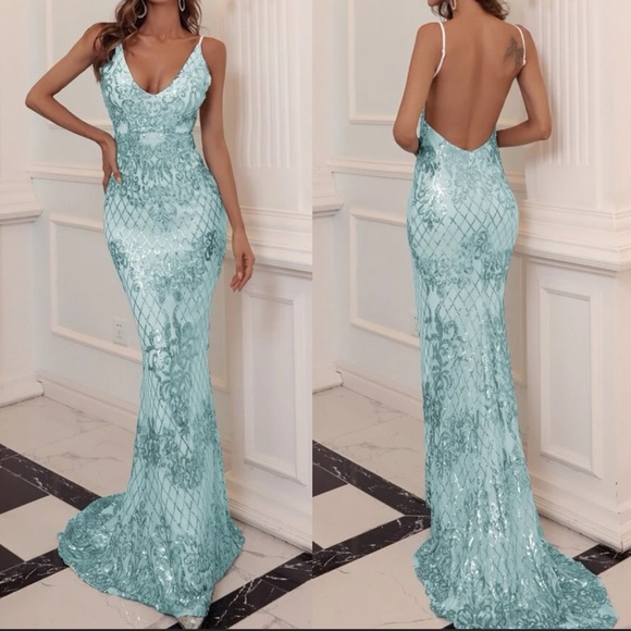 Dresses | Luxe Mermaid Hem Party Prom Wedding Sequins Gown Dress | Poshmark